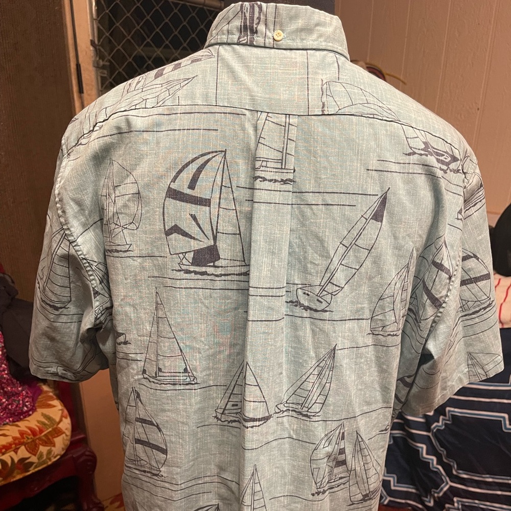 Preowned Reyn Spooner Classic Fit Blue Hawaiian Boat … - Gem